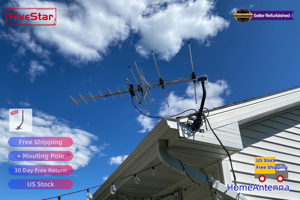 Long Range Yagi TV Antenna Outdoor 200 Miles Digital HD VHF UHF HDTV ...