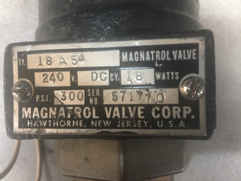 NEW NO BOX MAGNATROL 300PSI 240ADC SOLENOID VALVE 18A52 | eBay