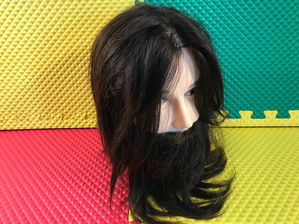 Burmax Cosmetology Mannequin Head Real Hair Dylan with Mustache and ...