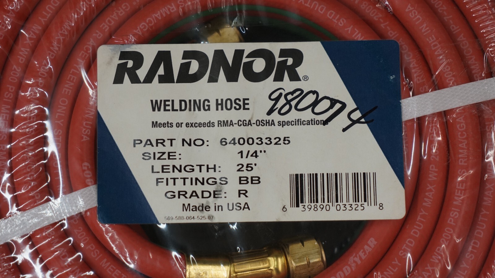 Radnor 64003325 1/4 25ft BB Grade R Welding Hose for sale online | eBay