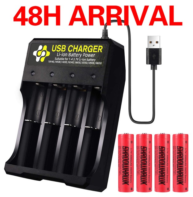 Shadowhawk 4pcs Battery Rechargeable Battery USB Charger 4 Slot for ...