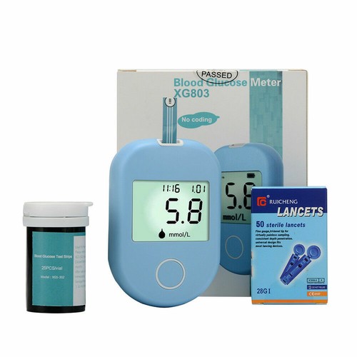 Auto Blood Glucose Meter Sugar Monitoring System Kit With Strips and ...
