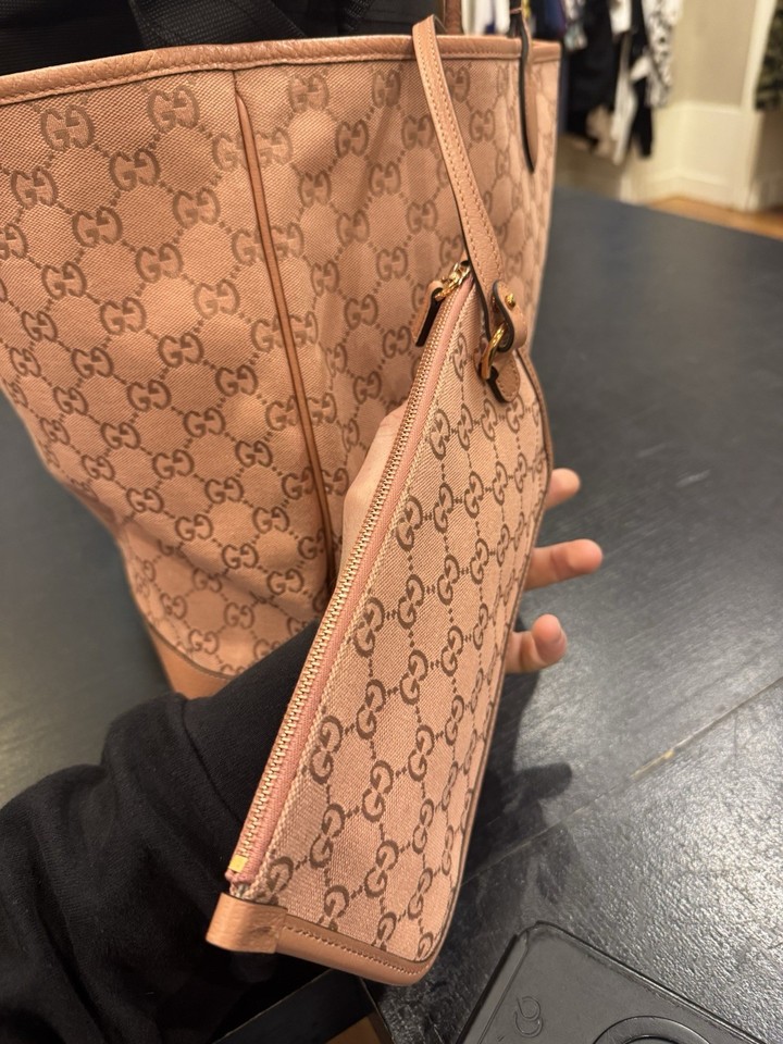 Gucci GG Canvas Large Ophidia Tote Peach Pink | eBay