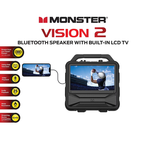 Monster Vision 2 | Portable Entertainment System, 15.6” Full HD Screen ...