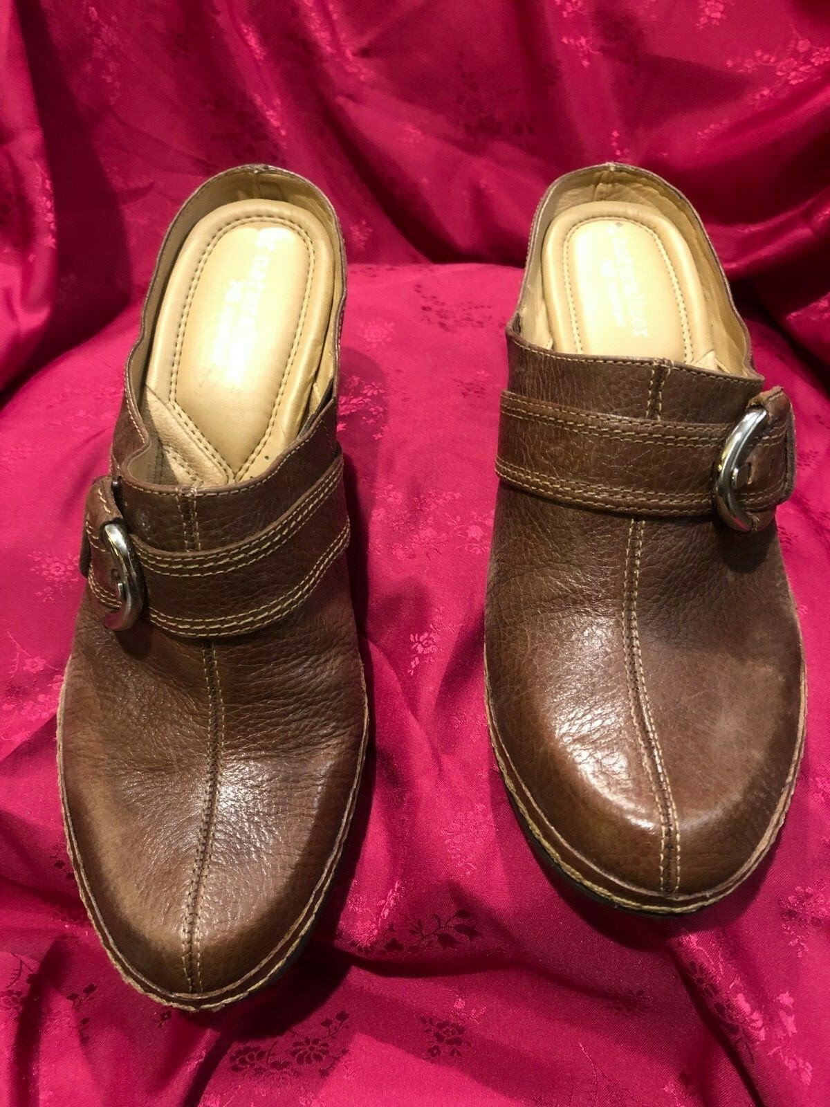 Ladies Naturalizer N5 Comfort brown leather mule/clogs vamp buckle ...