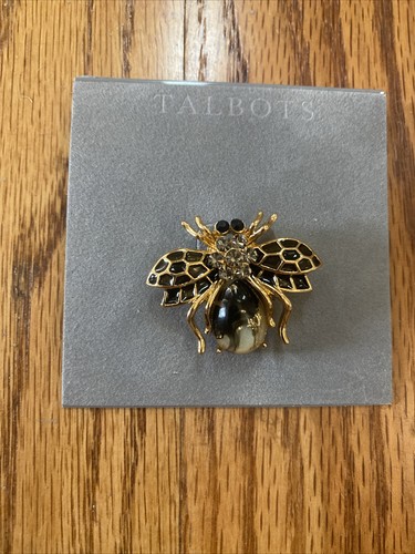 NWT Talbots Rhinestone Bumble Bee Brooch Pin Black Gold Marble | eBay