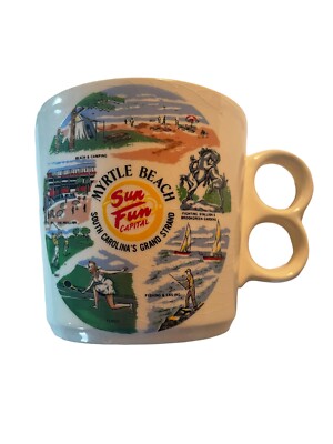 MCP USA Vintage Myrtle Beach SC Mug Mid Century Graphic Double Loop ...