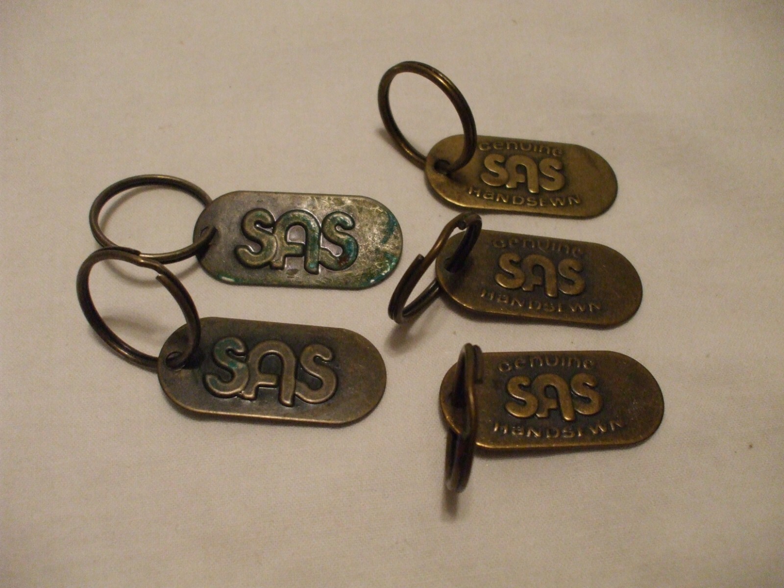 Vintage SAS Brass Keychain Genuine Handsewn Logo Advertisement Charm ...