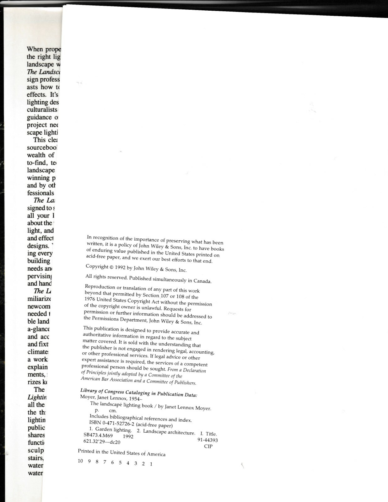 The Landscape Lighting Book by Janet Lennox Moyer HC DJ 1992 ...