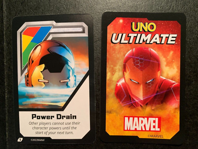 Marvel IRON MAN Power Drain UNO ULTIMATE Mattel Games 2022 1st Edition ...