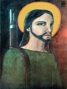 4589.OSPAAAL.jesus christ with machine gun.religion.POSTER.decor Home ...