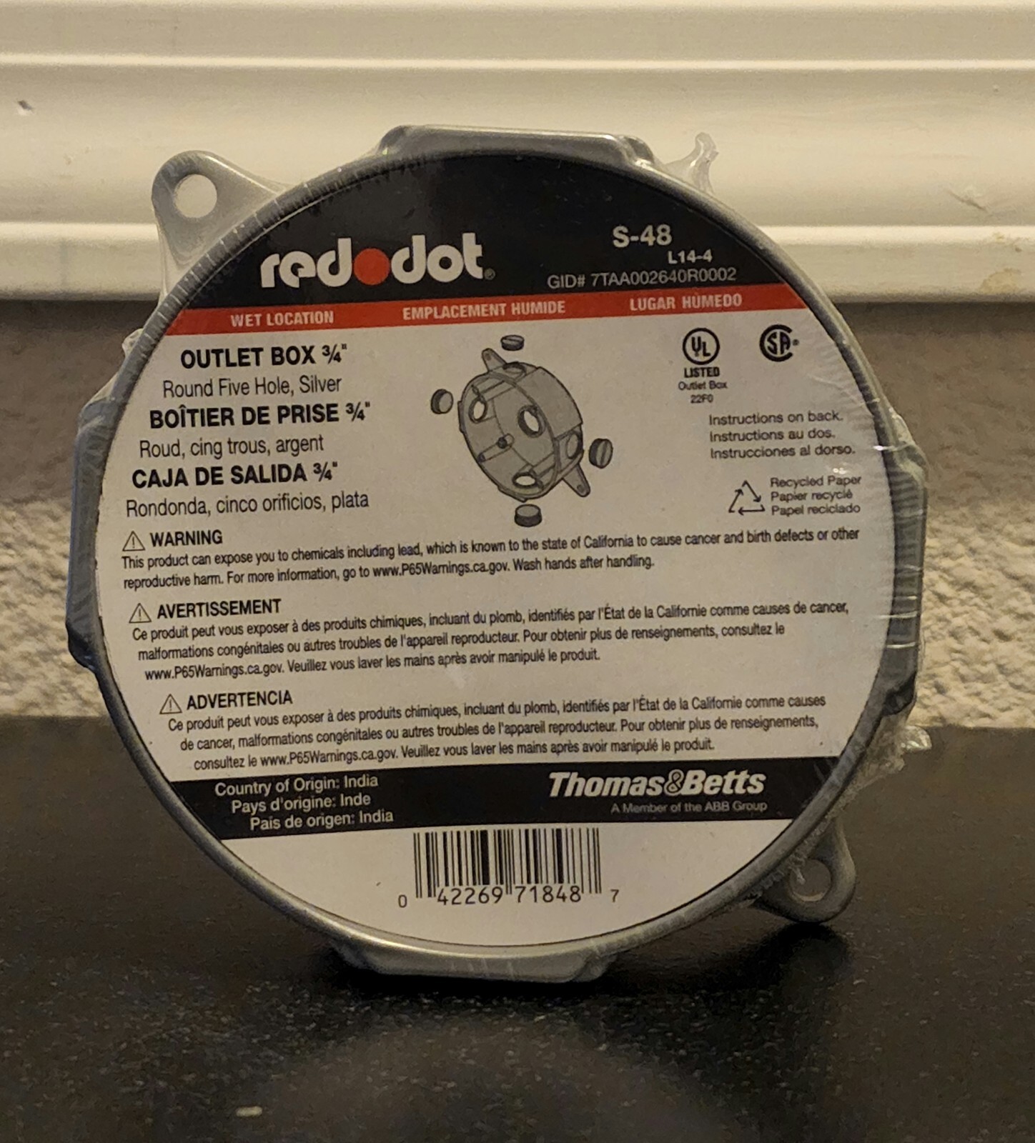 Red-Dot Outlet Box 3/4" Five Hole, Silver Metal Die Cast, S-48 | eBay