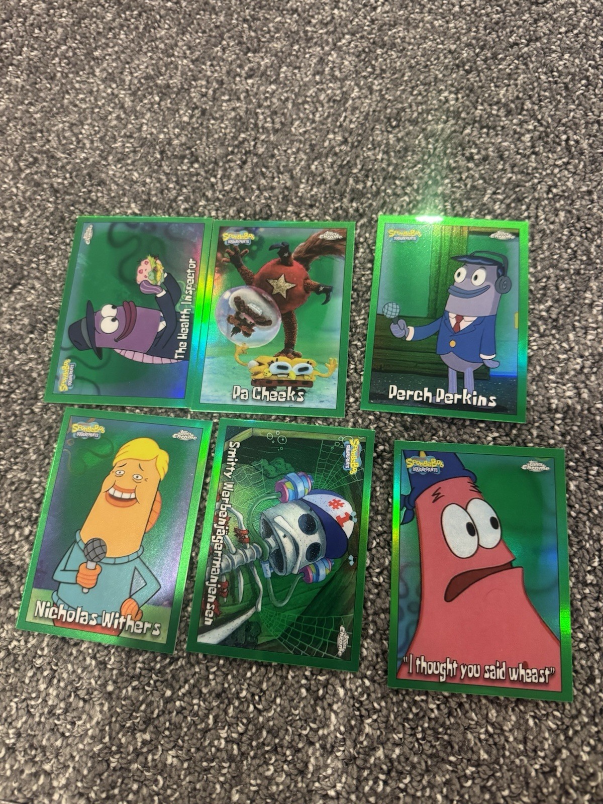 2025 Topps Chrome SpongeBob SquarePants Green Refractor Lot 6 Card ...