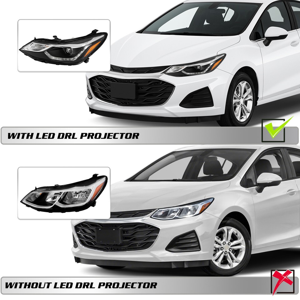 For 2016-2019 Chevy Cruze Headlight Projector w/ LED DRL Headlamp L & R ...