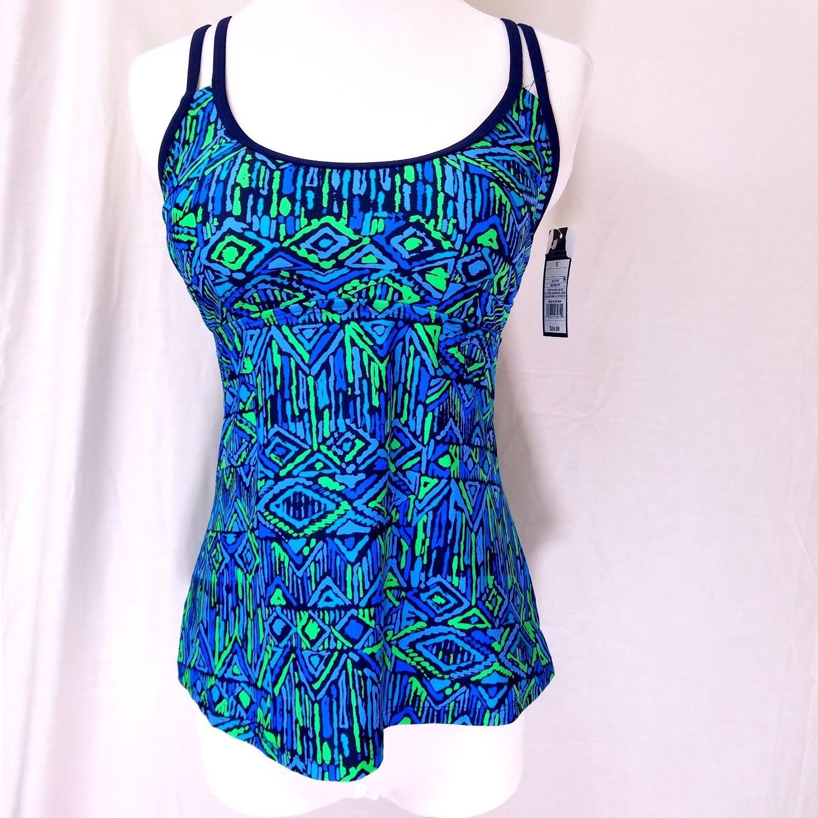 Women's Mossimo Racer Back Tankini Top Size Small Blue Green Black New ...