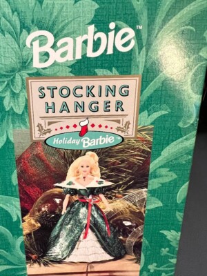 Barbie Stocking Hanger 1996 Holiday Barbie New Happy Bidding! | eBay