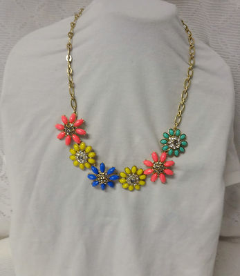 Vintage Liz Claiborne Multicolor Rhinestone Flowers Necklace | eBay
