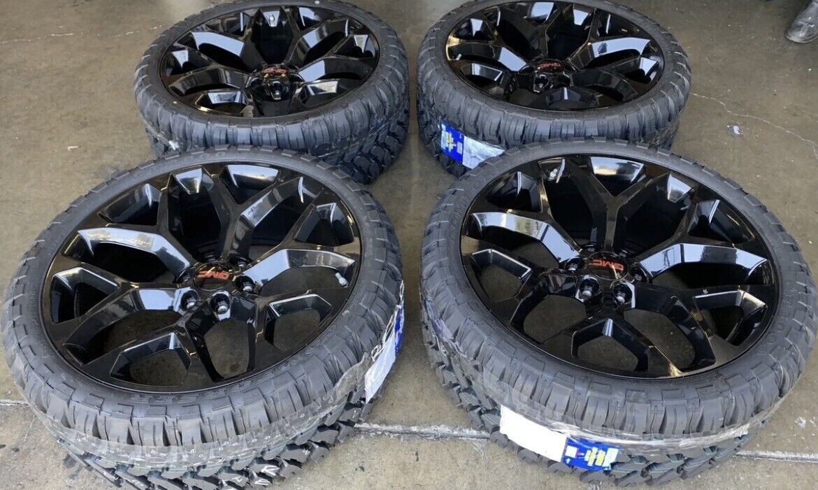 24" BLACK WHEELS W/MUD TIRES 33125024/35125024 FOR GM CHEVY ESCALADE ...