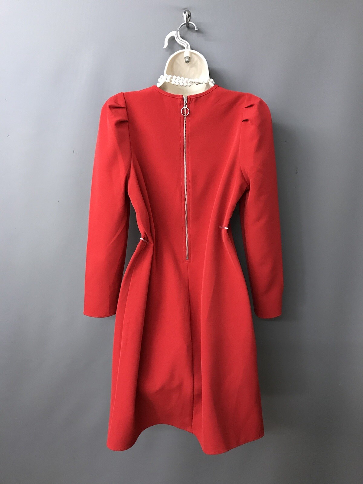 Edition Bright Red Puff Shoulders Midi Smart Shift Dr… - Gem