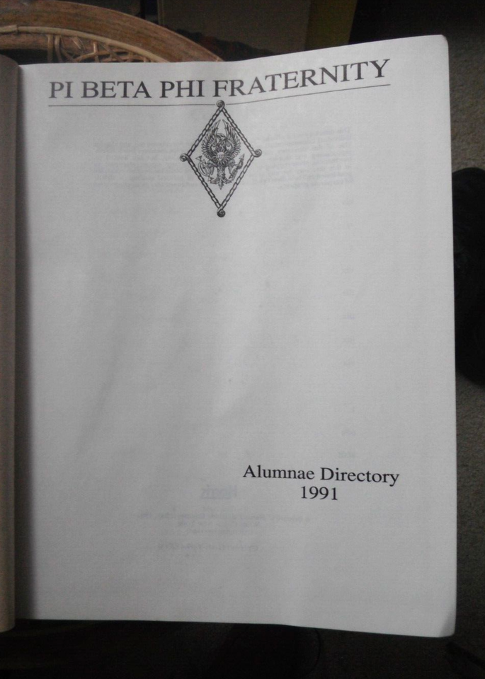 1991 PI BETA PHI FRATERNITY Alumnae Directory names numbers genealogy ...