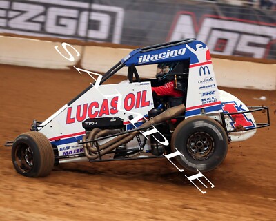 KYLE LARSON #1K LUCAS OIL MIDGET CAR RACING ON TRACK 8X10 GLOSSY PHOTO ...