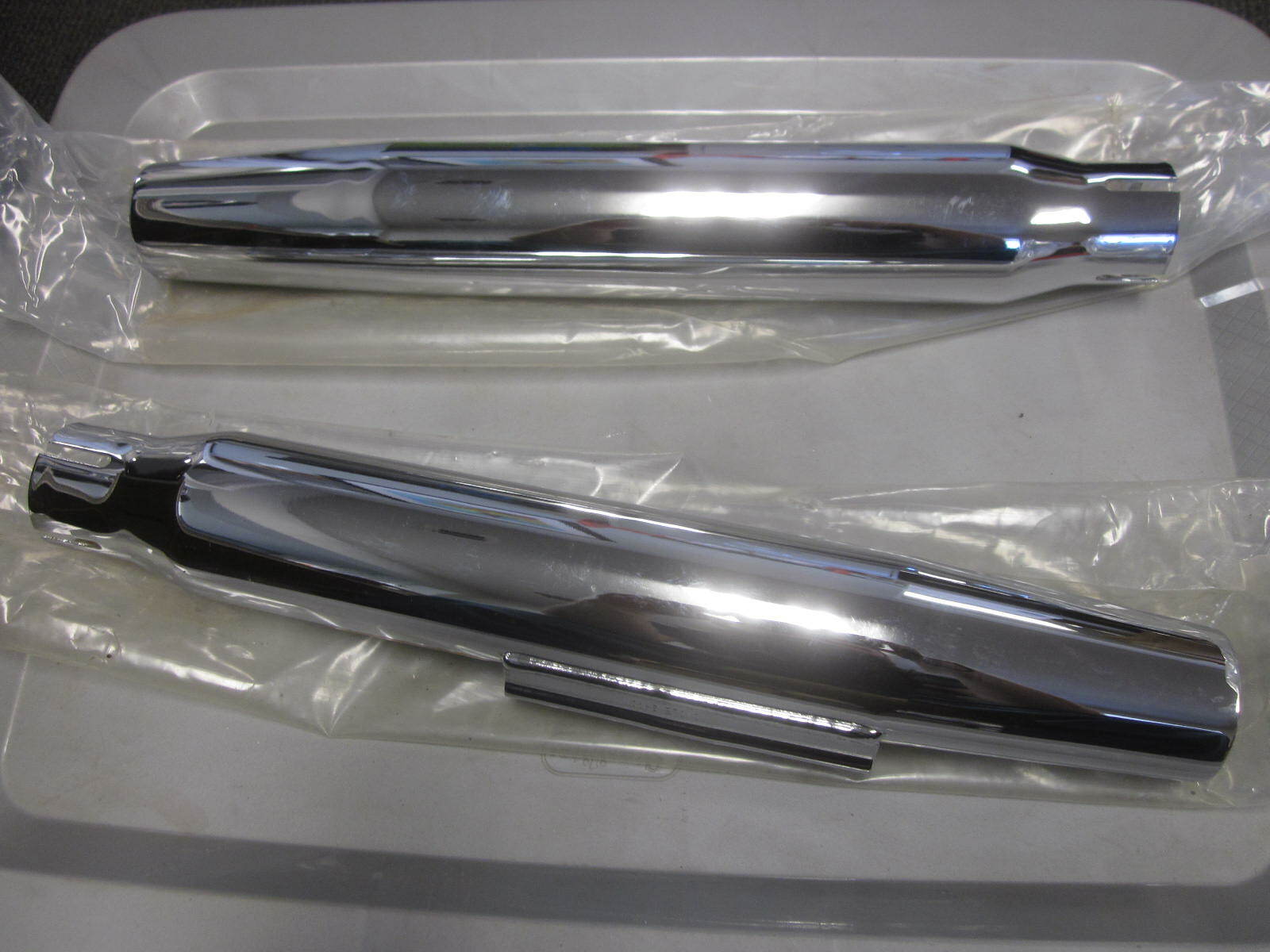 Cycle Shack - MT-129 - 2 1/2in. Slip-On Mufflers, Tapered - Chrome for ...