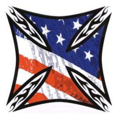 Patriotic American USA Flaming Iron Cross Decal | eBay
