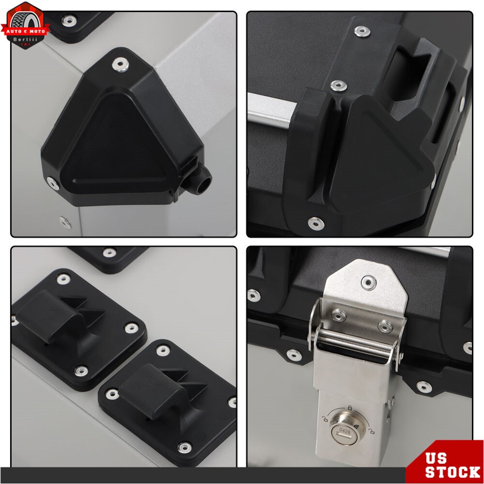 Motorcycle Rear Box 36L Universal case panniers Silver Side cases motor ...