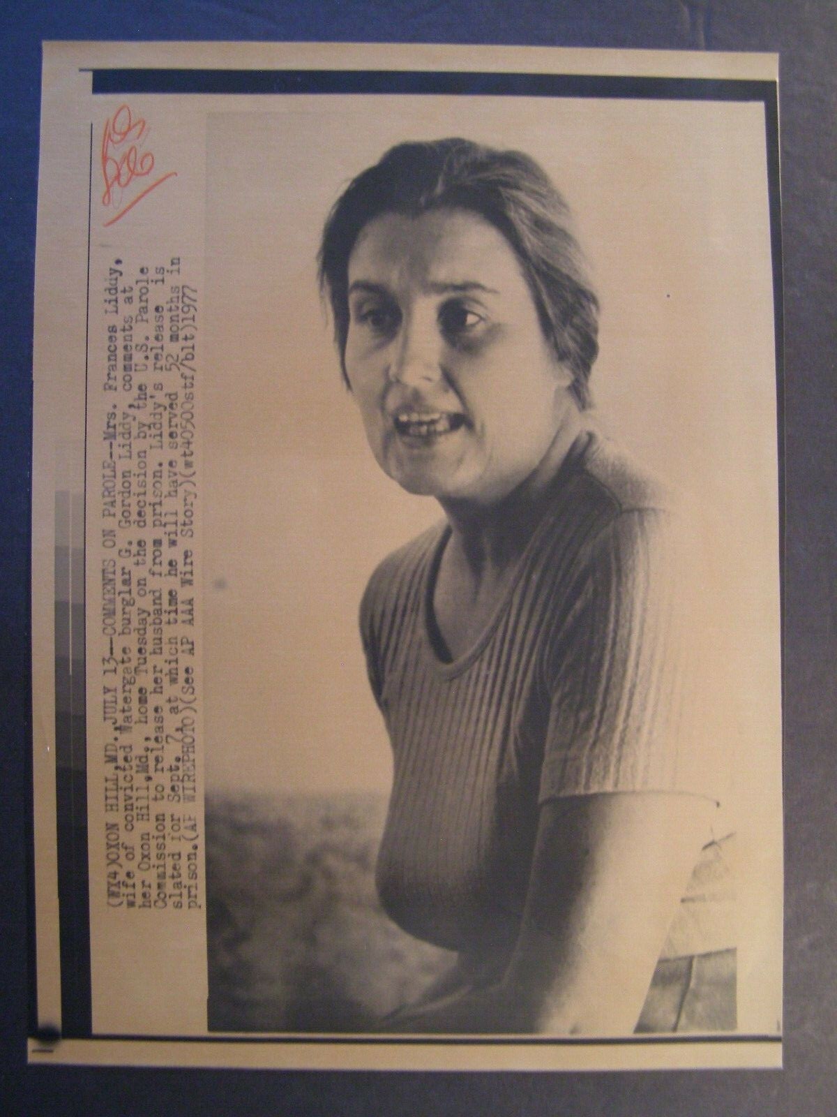 AP Wire Press Photo Frances Liddy wife of G Gordon Liddy comments on ...