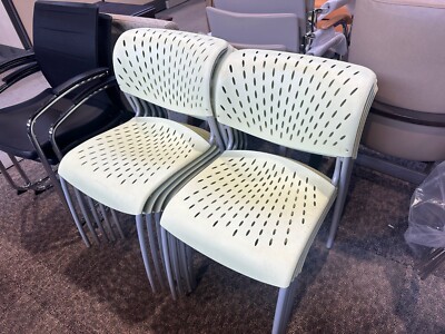 Lot of 9 Side / Stack Chairs by Izzy Design in Mint Cream Finish | eBay