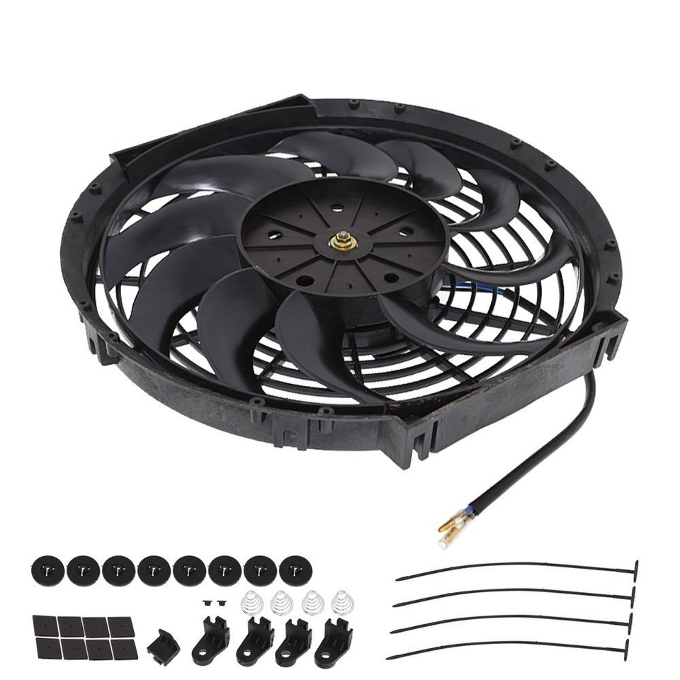2PC 12" 12V Universal Slim Fan Push Pull Electric Radiator Cooling Fan ...