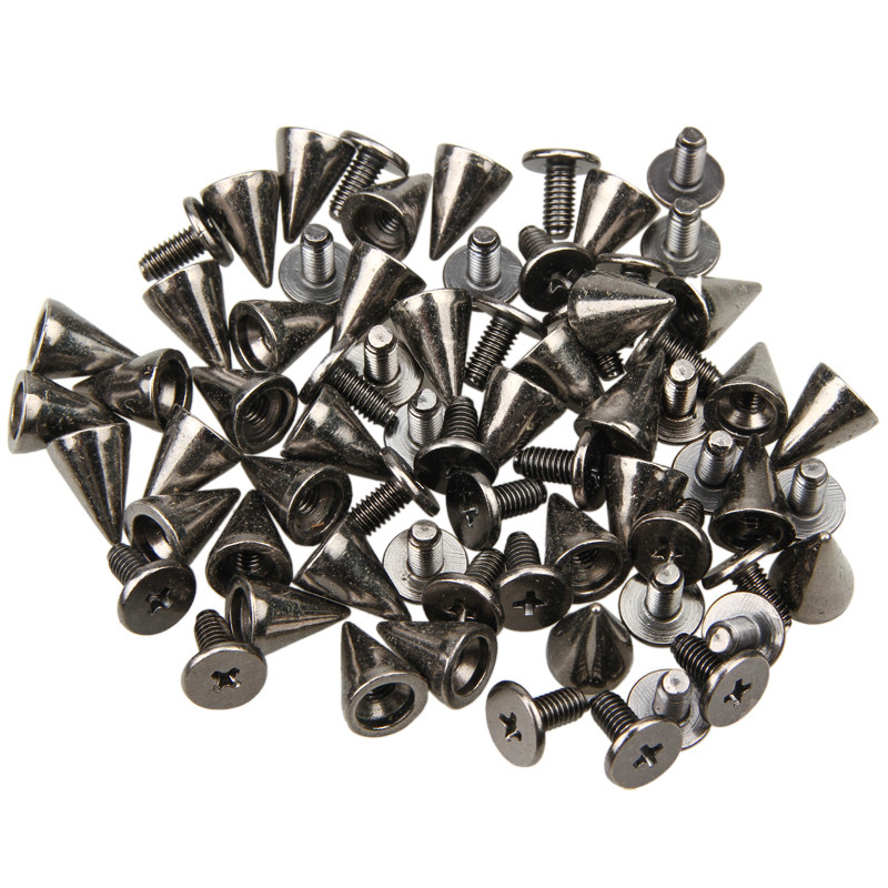 200 PCS Trendy 10MM Silver Spots Cone Screw Metal Studs Rivet Bullet ...