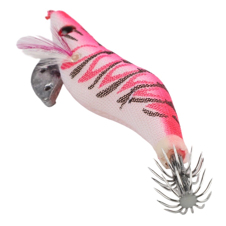 Fishing Squid Jig Lure with 3D Eyes Feathers and High Carbon Steel ...