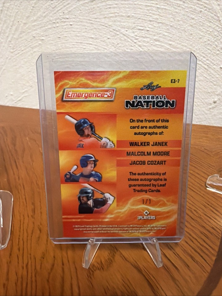 WALKER JANEK MALCOLM MOORE JACOB COZART 2025 Leaf Baseball Nation Auto ...