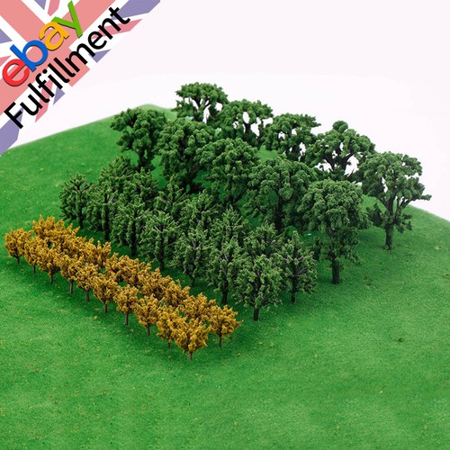 50pcs Plastic Miniature Trees Model Train Railroad Wargame Landscape ...