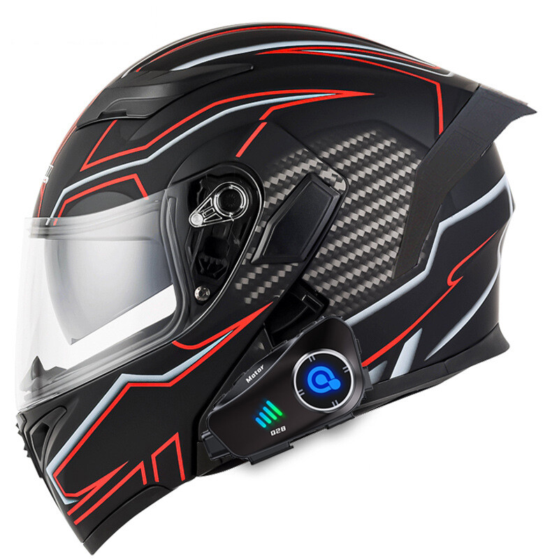 Bluetooth Motorcycle Helmet Modular Flip Up Dual visor Camera Function ...