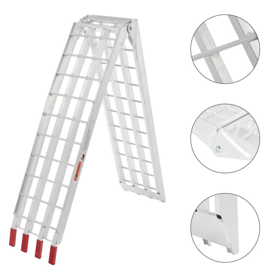 Pair 7.5' Foldable Aluminum Loading Ramps 4-Beam Heavy Duty Motorcycle ...