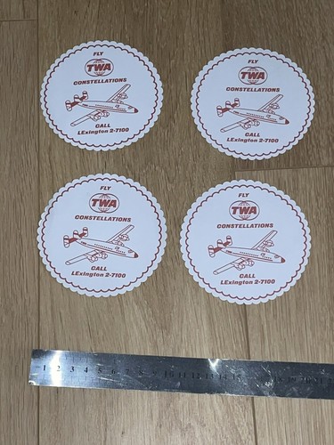 TWA Hotel JFK 4x paper coasters Lockheed Constellation Howard Hughes ...