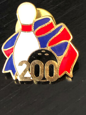 Vintage Collectible 200 Bowling Pin Colorful Metal Pin Back Lapel Pin ...