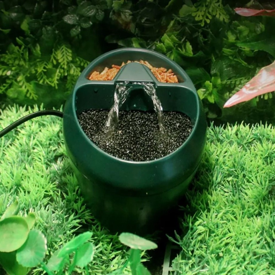 Plastic Amphibian Drinking Fountain US Plug Lizard Water Dripper Frog ...