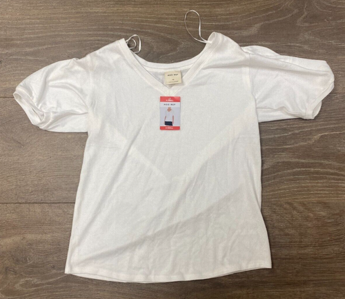 Mod Ref Ladies White Short Sleeve Vee Neck Top NWT/Size XS | eBay