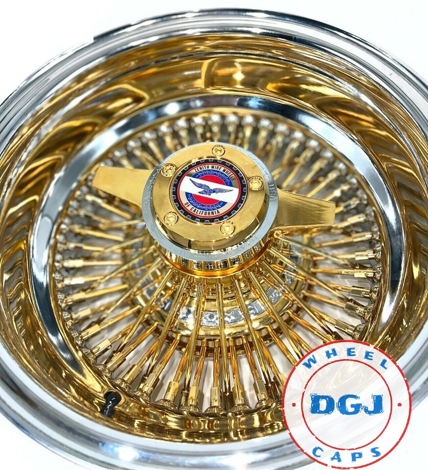 13x7 Zenith Style Rev 72 Straight Spokes Center Gold Lowrider Wire ...