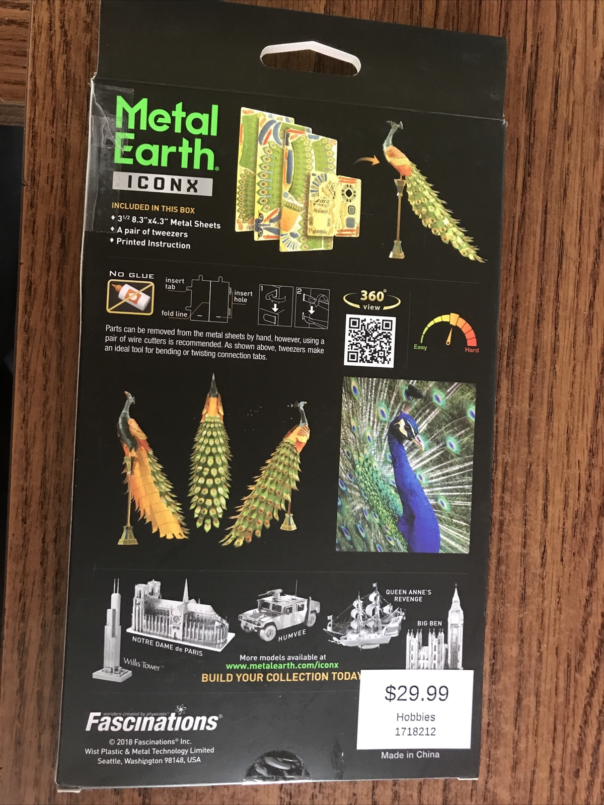 Metal Earth Premium Series ICONX - Peacock | eBay