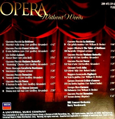 Opera - "Without Words" - "BBC Orchestra" - ( CD - Decca Records ) 28947337126| eBay