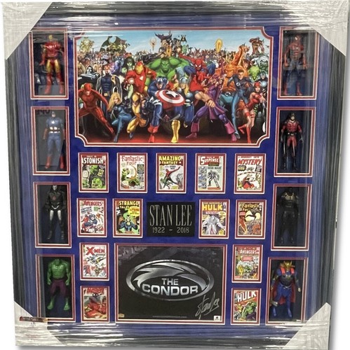 Stan Lee Autographed Custom Framed 8x10 Poster W/ Marvel Figurines ...