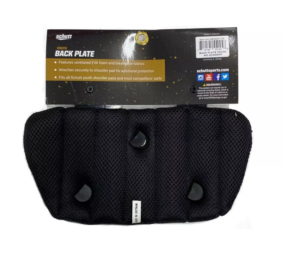 Schutt Youth Football Shoulder Pad Back Plate w/Hardware Black and ...