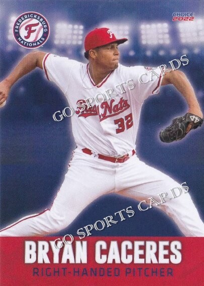 2022 Fredericksburg Nationals Bryan Caceres RC Rookie Washington ...