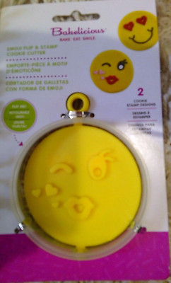 NEW BAKELICIOUS COOKIE CUTTER FLIP STAMP Designs EMOJI happy face 2 ...