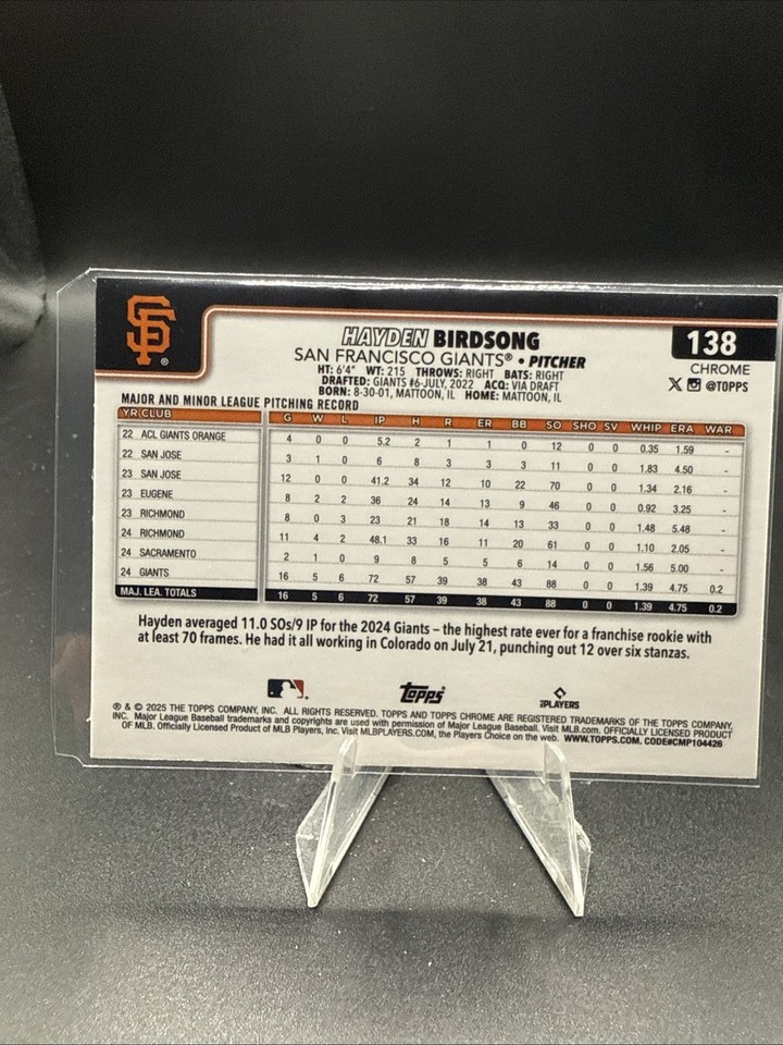 Hayden Birdsong 2025 Topps #699 RC San Francisco Giants | eBay