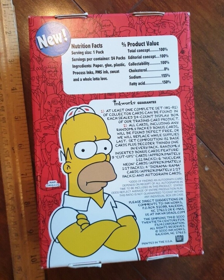 2000 INKWORKS THE SIMPSONS ANNIVERSARY CELEBRATION CARD BOX HOBBY ...